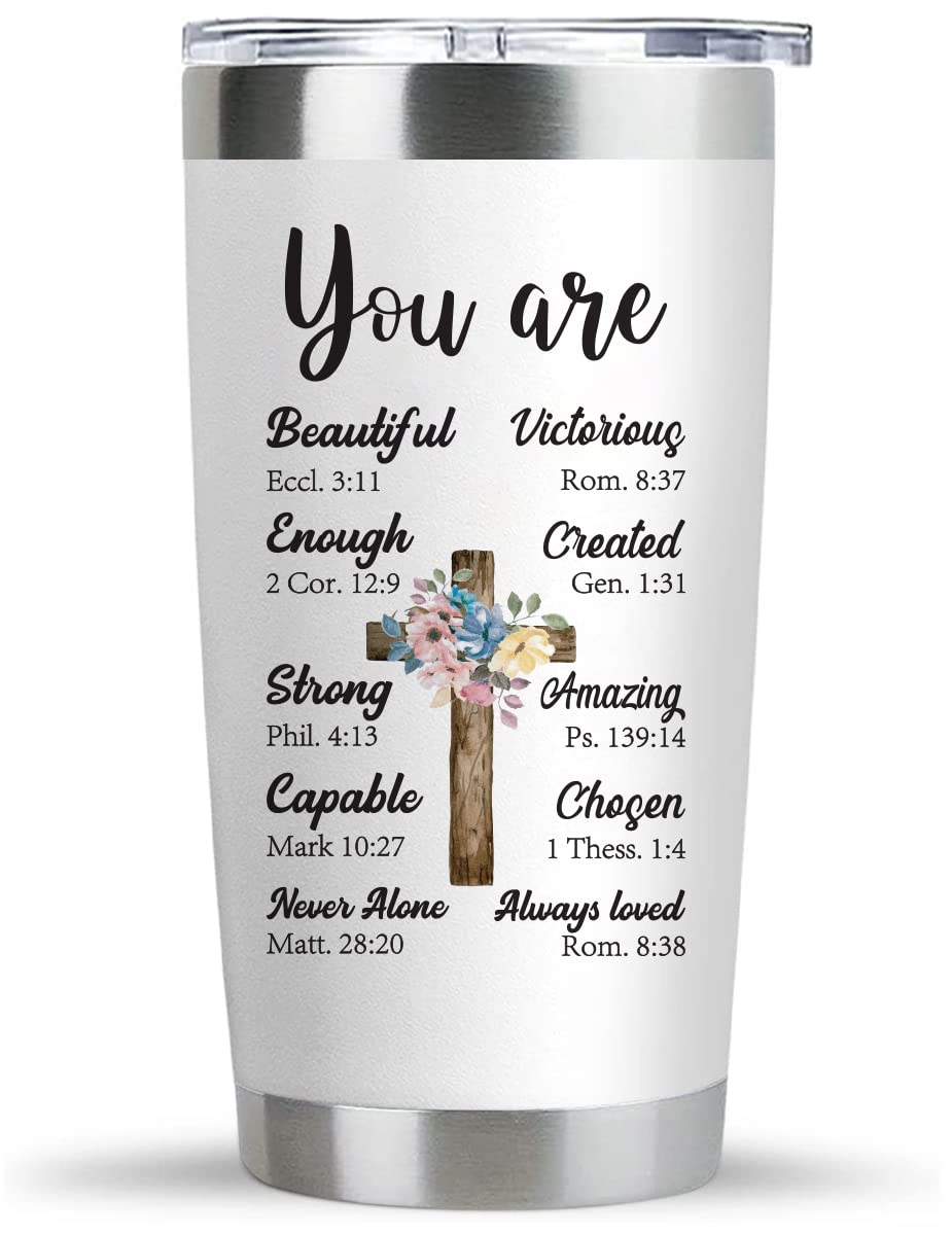 Agantree art Christian Gifts for Women Religious Gifts Spiritual Gifts for Women Inspirational Gifts for Her, Mom, Friends, Coworker Birthday Gifts for Women Tumbler (01 you are beautiful)