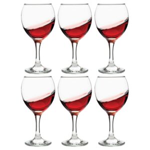 vikko small wine glasses, 8.75 ounce wine glass, set of 6 stemmed wine glasses for red and white wine, thick and durable wine glasses, clear glasses for wine