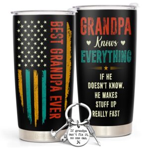 grandpa gifts - gifts for grandpa from grandchildren, granddaughter, grandson - grandpa birthday gifts, father day, christmas gift for grandpa - best grandpa ever tumbler 20 oz