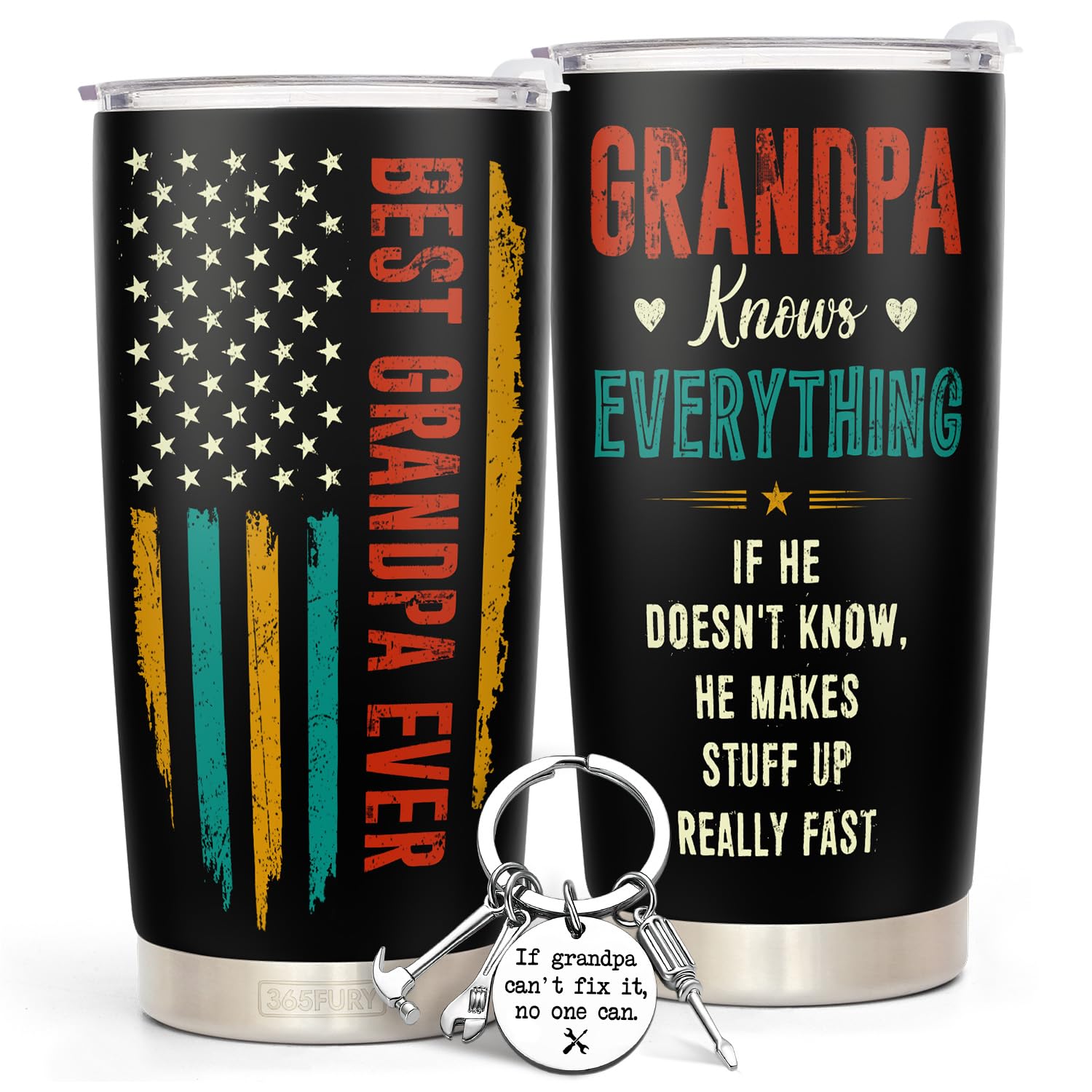 Grandpa Gifts - Gifts For Grandpa From Grandchildren, Granddaughter, Grandson - Grandpa Birthday Gifts, Father Day, Christmas Gift For Grandpa - Best Grandpa Ever Tumbler 20 Oz