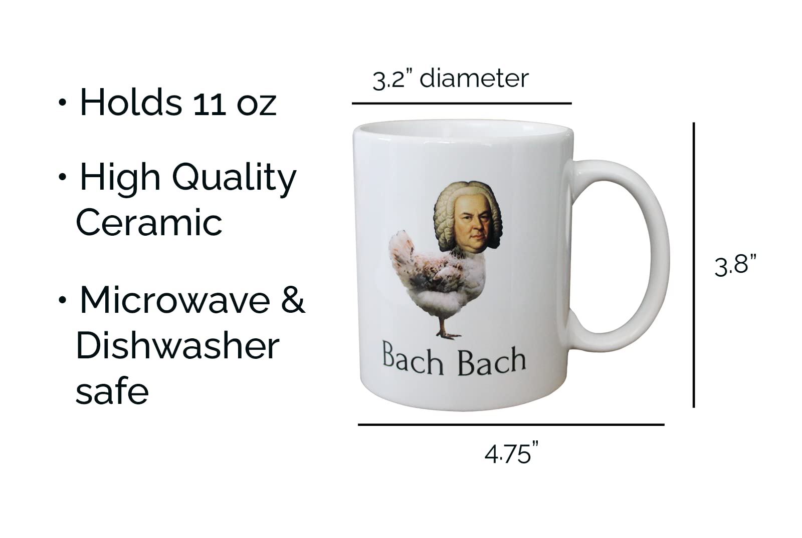 Funny Classical Music Coffee Mug - Bach Bach - Musician Gifts for Classical Music Lovers and Music Teachers