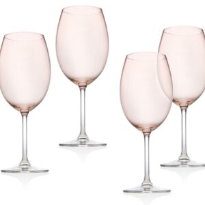 Godinger Wine Glasses, Stemmed Wine Glass Goblet Beverage Cups - Meridian Blush, 12oz - Set of 4