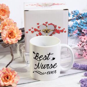 WENSSY Nurse Gifts Best Nurse Ever Mug Gifts for Nurse Graduation Gifts for Nurse Practitioner Nursing Students Nurse Friends Coworker 11 Ounce with Gift Box