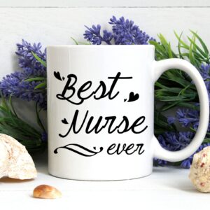 WENSSY Nurse Gifts Best Nurse Ever Mug Gifts for Nurse Graduation Gifts for Nurse Practitioner Nursing Students Nurse Friends Coworker 11 Ounce with Gift Box