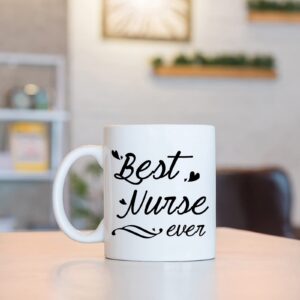 WENSSY Nurse Gifts Best Nurse Ever Mug Gifts for Nurse Graduation Gifts for Nurse Practitioner Nursing Students Nurse Friends Coworker 11 Ounce with Gift Box