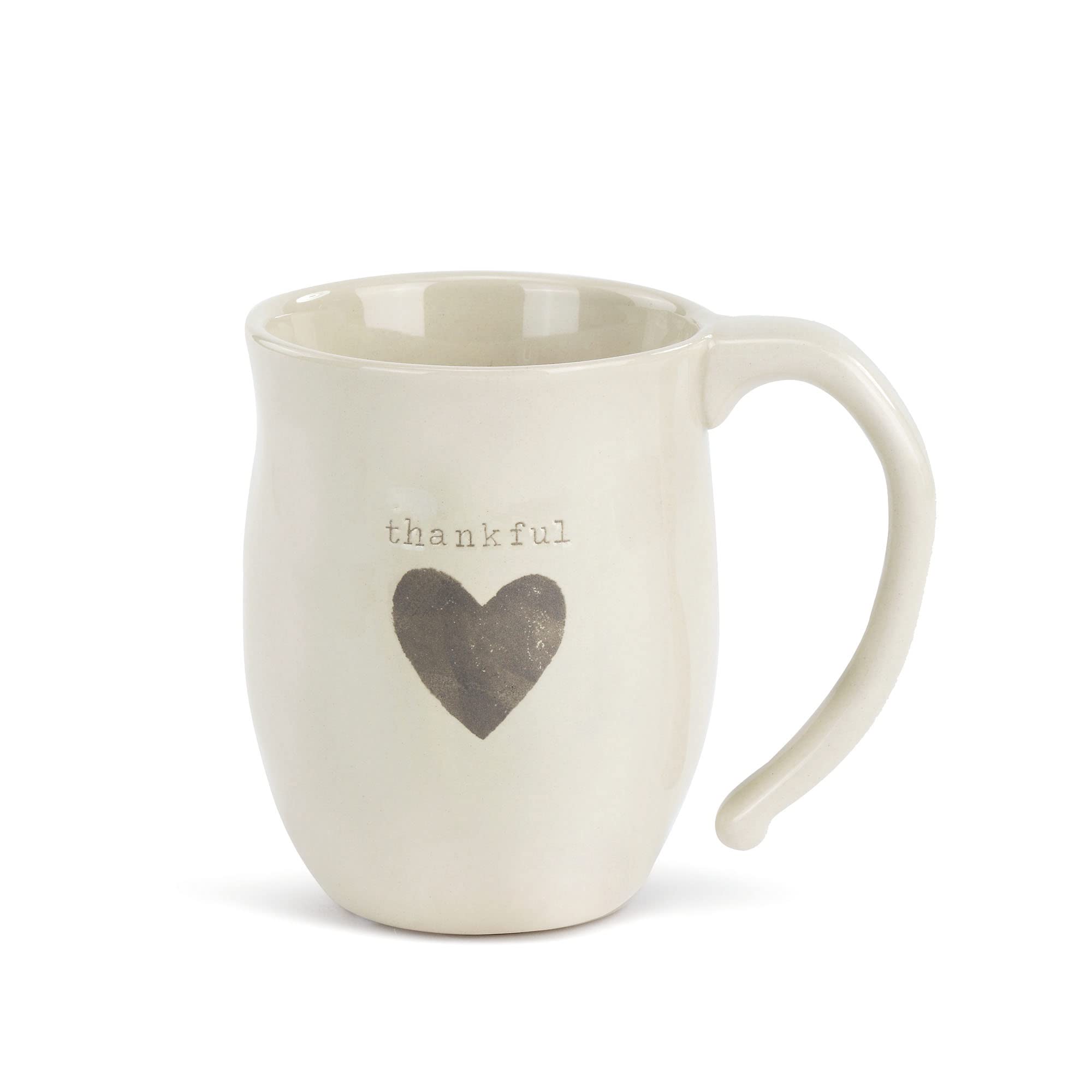 DEMDACO Thankful Heart Cream Inspirational 16 ounce Ceramic Stoneware Coffee Mug