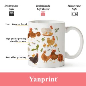 Yanprint Chicken Coffee Mugs For Chicken Lovers,Women,Funny Chicken lover Gifts Mug For Chicken Lady,Farmer,Farmhouse 11oz Tea Cup