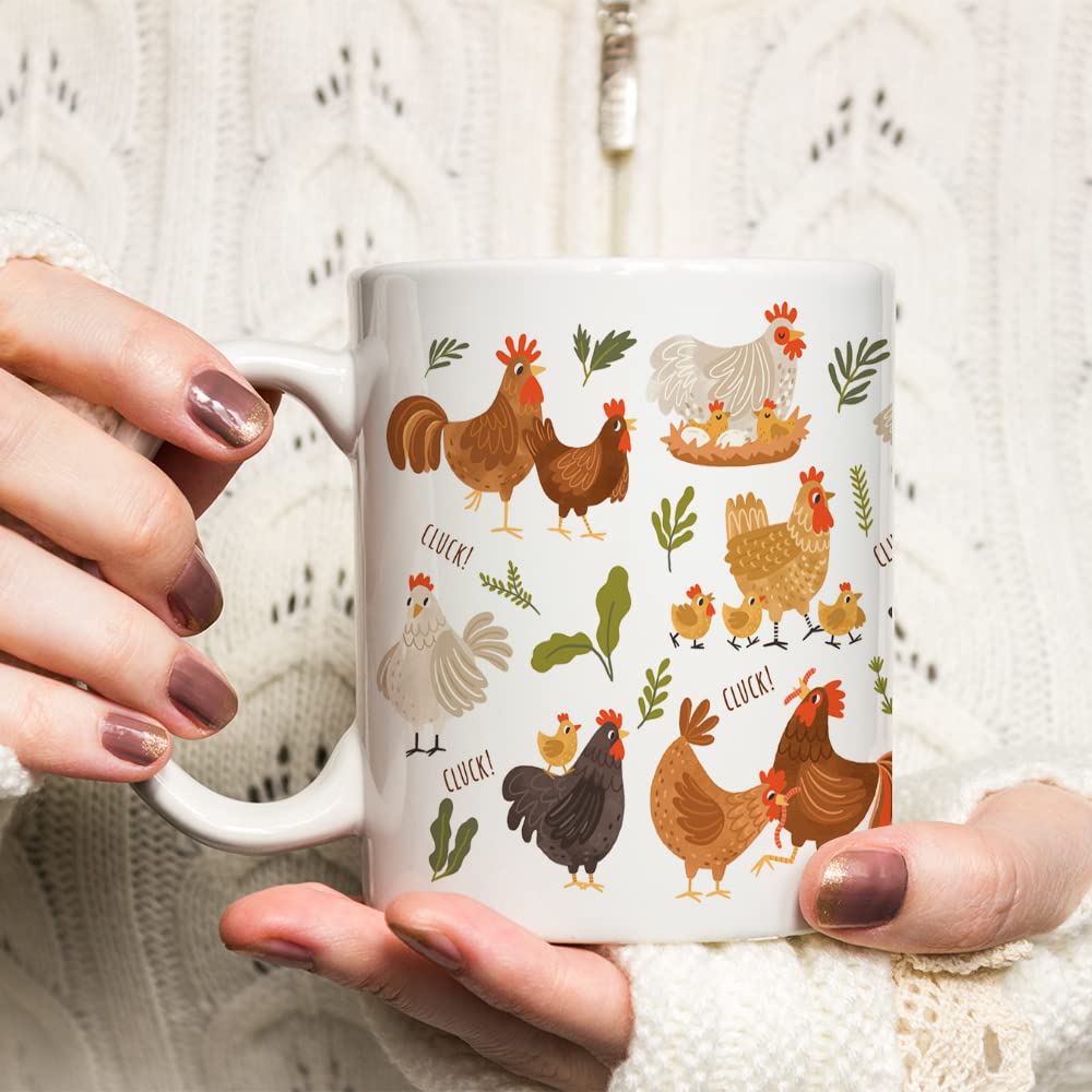 Yanprint Chicken Coffee Mugs For Chicken Lovers,Women,Funny Chicken lover Gifts Mug For Chicken Lady,Farmer,Farmhouse 11oz Tea Cup