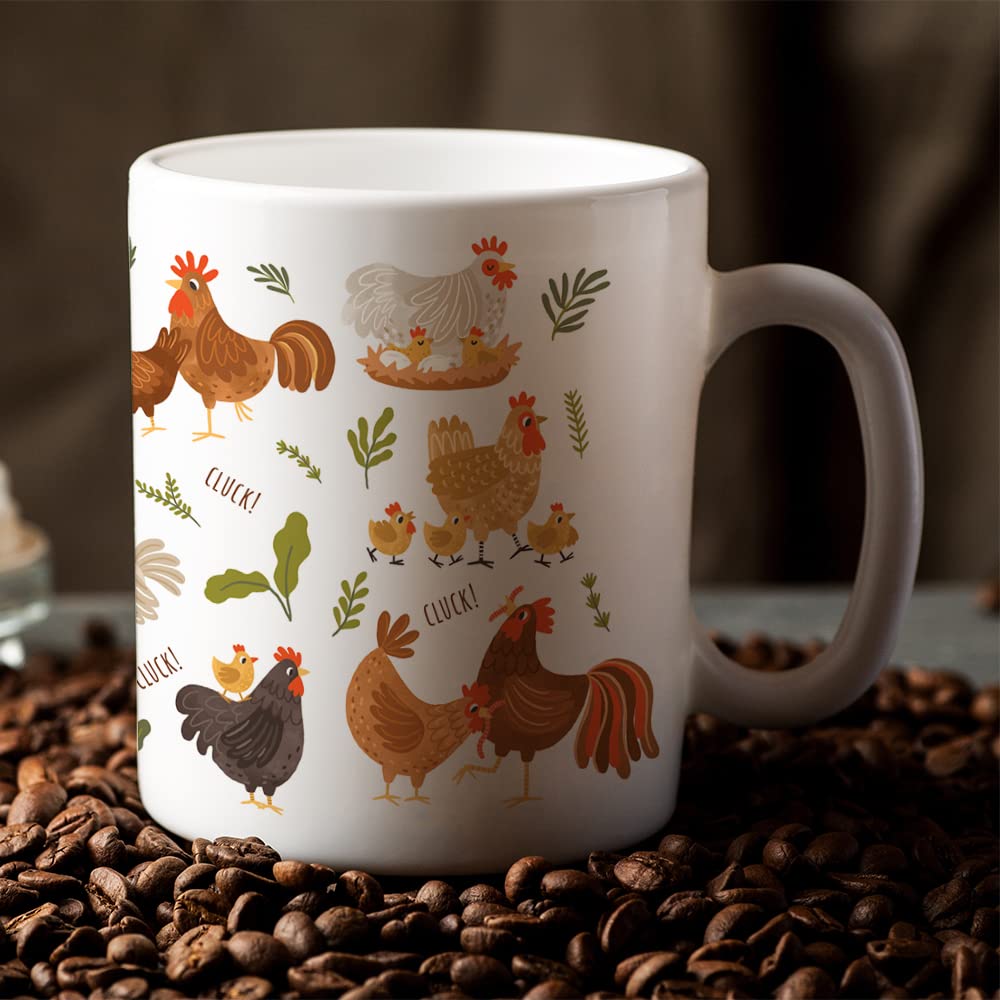 Yanprint Chicken Coffee Mugs For Chicken Lovers,Women,Funny Chicken lover Gifts Mug For Chicken Lady,Farmer,Farmhouse 11oz Tea Cup