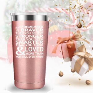 Mamihlap Inspirational Travel Mug Tumbler for Men Women.Always Remember You Are Braver Than You Believe.Thank You Inspirational Gifts for Coworker Friends Son Daughter Brother Sister(20 oz Rose Gold)