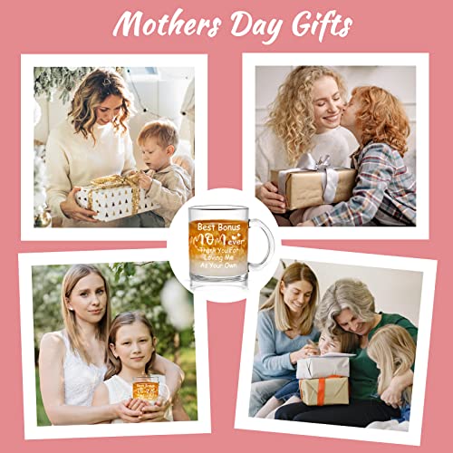 DAZLUTE Mothers Day Gifts for Stepmom, Best Bonus Mom Ever Clear Coffee Mug for Step Mom Mother in Law Bonus Mom Godmother Second Mom Aunt, Bonus Mom Gifts from Daughter for Birthday Christmas, 11Oz