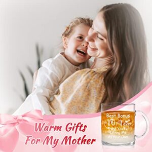 DAZLUTE Mothers Day Gifts for Stepmom, Best Bonus Mom Ever Clear Coffee Mug for Step Mom Mother in Law Bonus Mom Godmother Second Mom Aunt, Bonus Mom Gifts from Daughter for Birthday Christmas, 11Oz