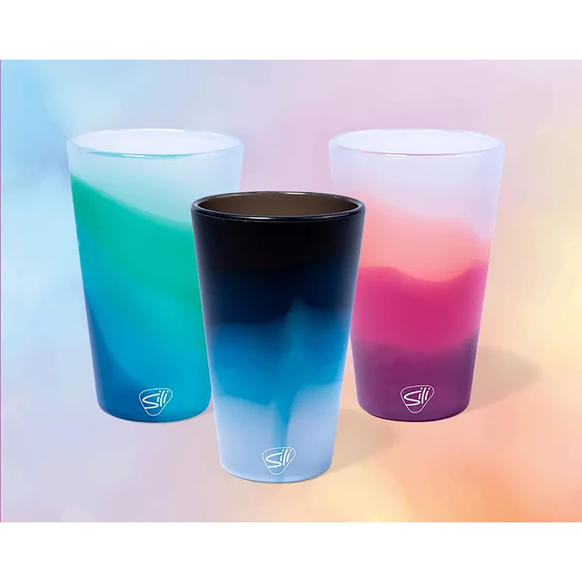 Silipint: Silicone Pint Glasses: 2 Pack -Mountain Air & Desert Sun -16oz Flexible Unbreakable Cups, Hot/Cold, Easy Grip