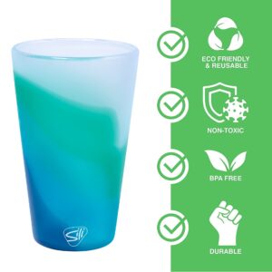 Silipint: Silicone Pint Glasses: 2 Pack -Mountain Air & Desert Sun -16oz Flexible Unbreakable Cups, Hot/Cold, Easy Grip