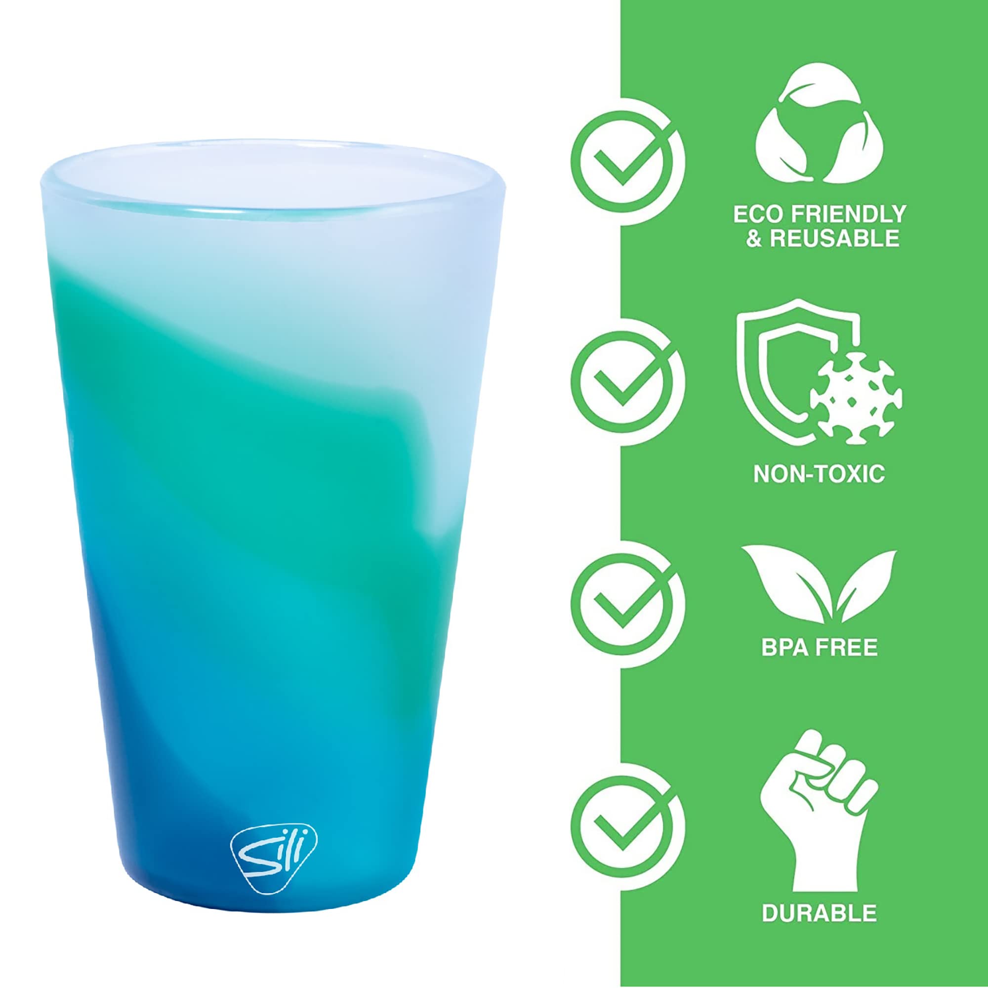 Silipint: Silicone Pint Glasses: 2 Pack -Mountain Air & Desert Sun -16oz Flexible Unbreakable Cups, Hot/Cold, Easy Grip