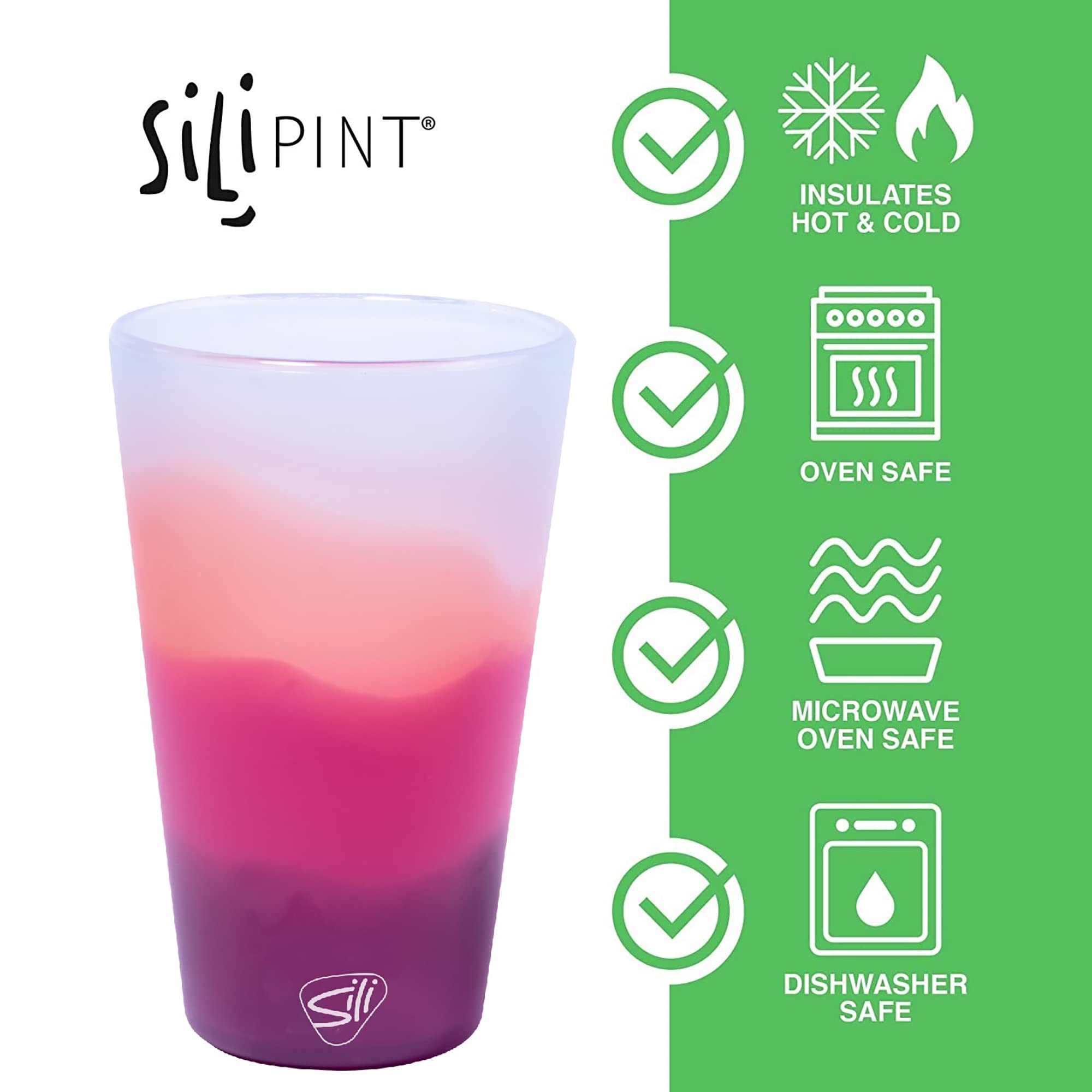 Silipint: Silicone Pint Glasses: 2 Pack -Mountain Air & Desert Sun -16oz Flexible Unbreakable Cups, Hot/Cold, Easy Grip