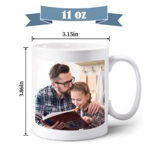 Custom Coffee Mug, Personalized 11oz Mug Design Your Own with Photo Text Name, Customized Birthday Christmas Gifts for Mom Dad, Tazas Personalizadas