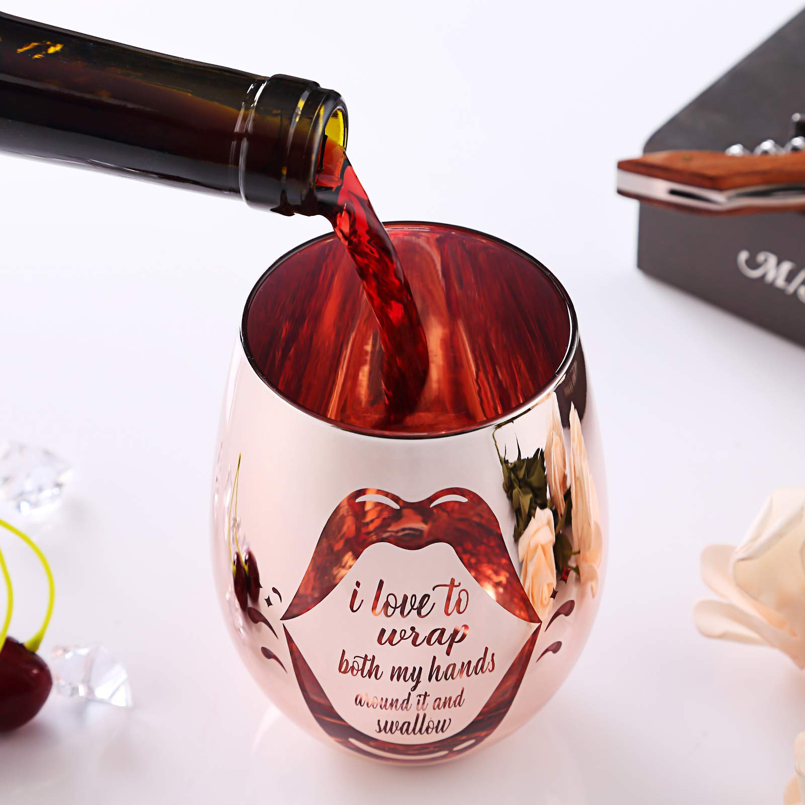 homeconlin Naughty Bachelorette Gifts - Funny Gag Gifts for Women - I Love To Wrap Both My Hands Around It and Swallow Wine Glass 1 Count (Pack of 1)