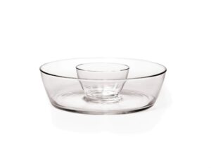 mikasa glass napoli chip and dip set, 11-inch, 2-piece, clear