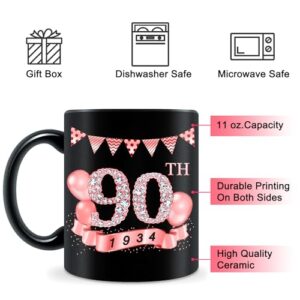 Tillfuru 90th Birthday Gifts for Women, 1934 Old Time Information-90th Birthday Mug, 90th Birthday Gifts for Women, 90 Year Old Birthday Party Decorations, Ninety Birthday Mug, Milestone Birthday