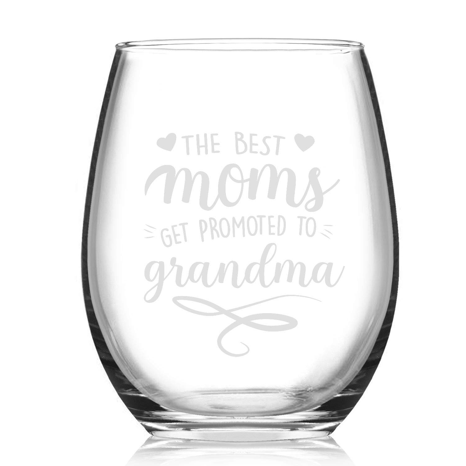 The Best Moms Get Promoted to Grandma Wine Glass for Mother's Day Birthday Women, Grandma, New Grandma to Be - Grandma Wine Glass from Granddaughter, Grandson, 15Oz