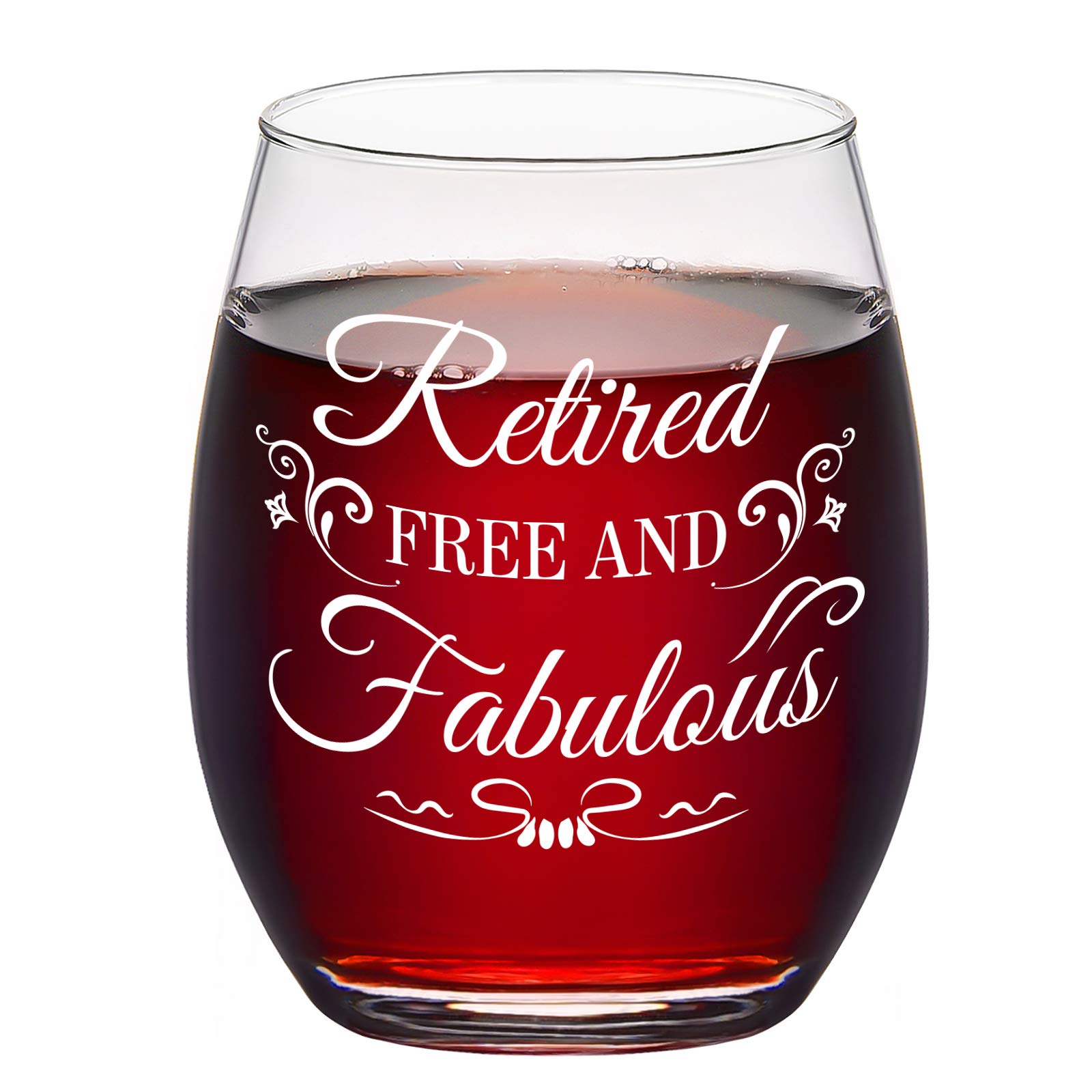 Retirement Wine Glass, Retired Free and Fabulous Stemless Wine Glass 15Oz - Retirement Gifts for Women, Men, Friends, Sister, Coworker, Boss, Teacher, Nurse