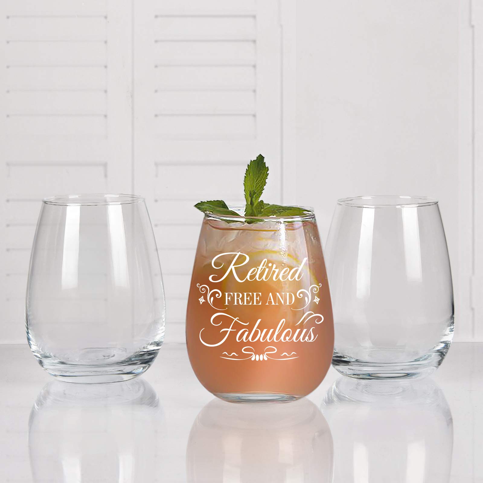 Retirement Wine Glass, Retired Free and Fabulous Stemless Wine Glass 15Oz - Retirement Gifts for Women, Men, Friends, Sister, Coworker, Boss, Teacher, Nurse