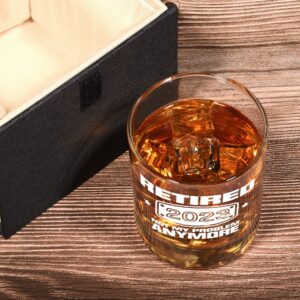 2023 Retirement Gifts for Men, Funny Retired 2023 Not My Problem Any More Whiskey Glass Gift, Happy Retirement Gifts for Office Coworkers, Boss, Dad, Husband, Brother, Friends