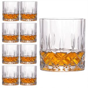 touwmx crystal whiskey glasses set of 8, 11 oz old fashioned whiskey glasses, bourbon cocktail rocks glasses, bar style glassware for cocktail bourbon lovers rum glasses bar bourbon gifts for men