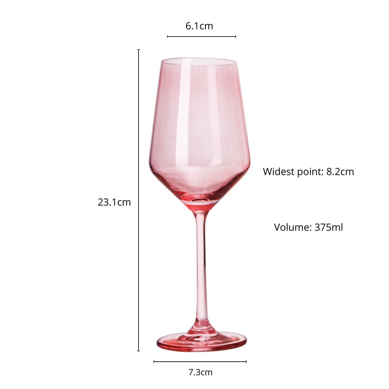 Red Rose Colored Wine Glass Set, Large 12 oz Glasses Set of 6, Unique Italian Style Tall Stemmed for White & Red Wine, Water, Cocktail, Margarita Glasses, Color Tumbler, Gifts, Beautiful Glassware