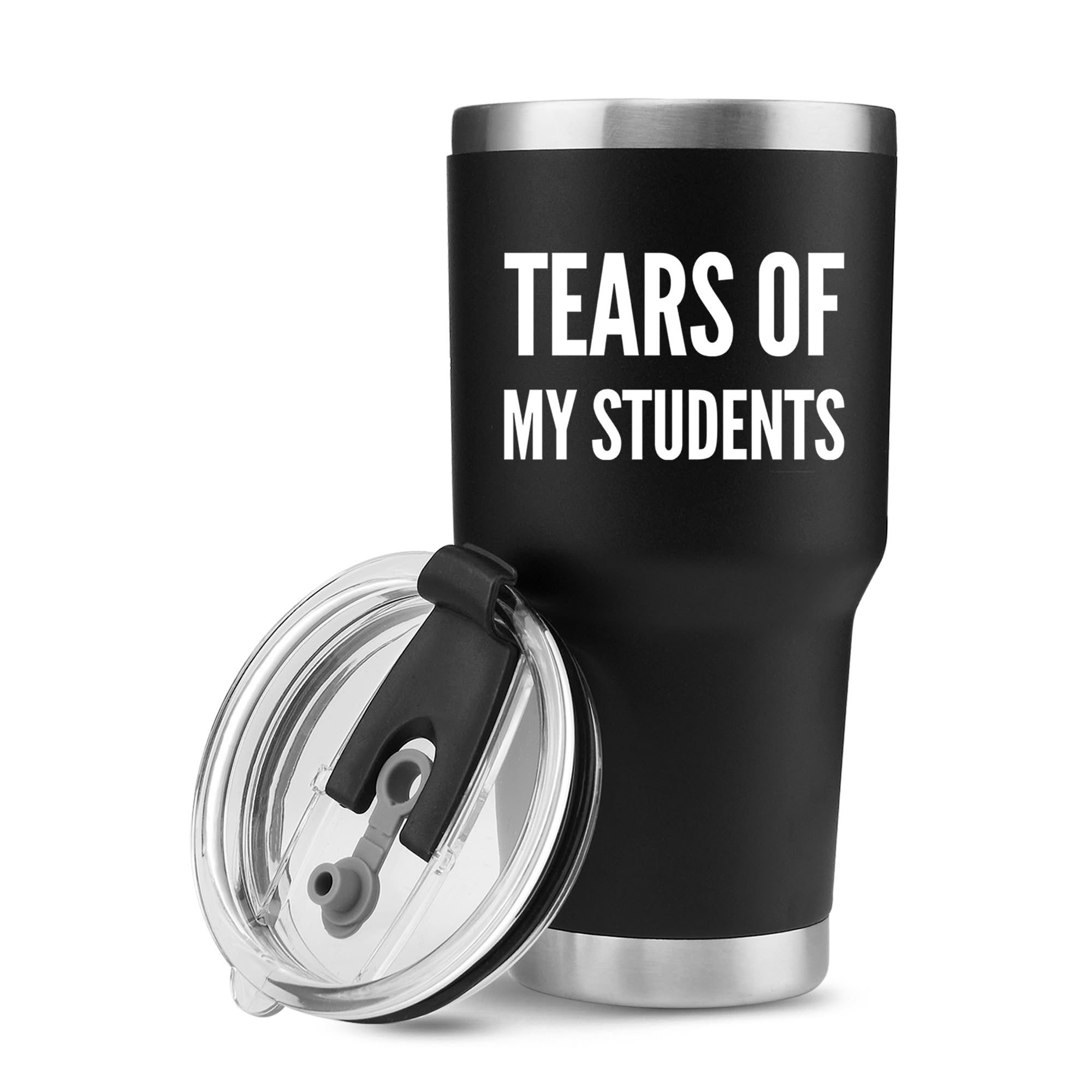 Panvola Tears Of My Students Vacuum Insulated Tumbler Teacher Gifts From Student Funny College Professor Graduation Appreciation Drinkware Travel Mug (30 oz, Black)