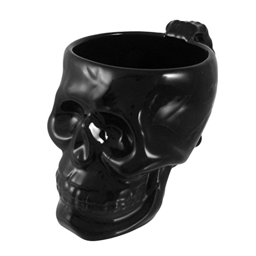 Cool Black Ceramic Skull Coffee Mug Cup Goth Evil