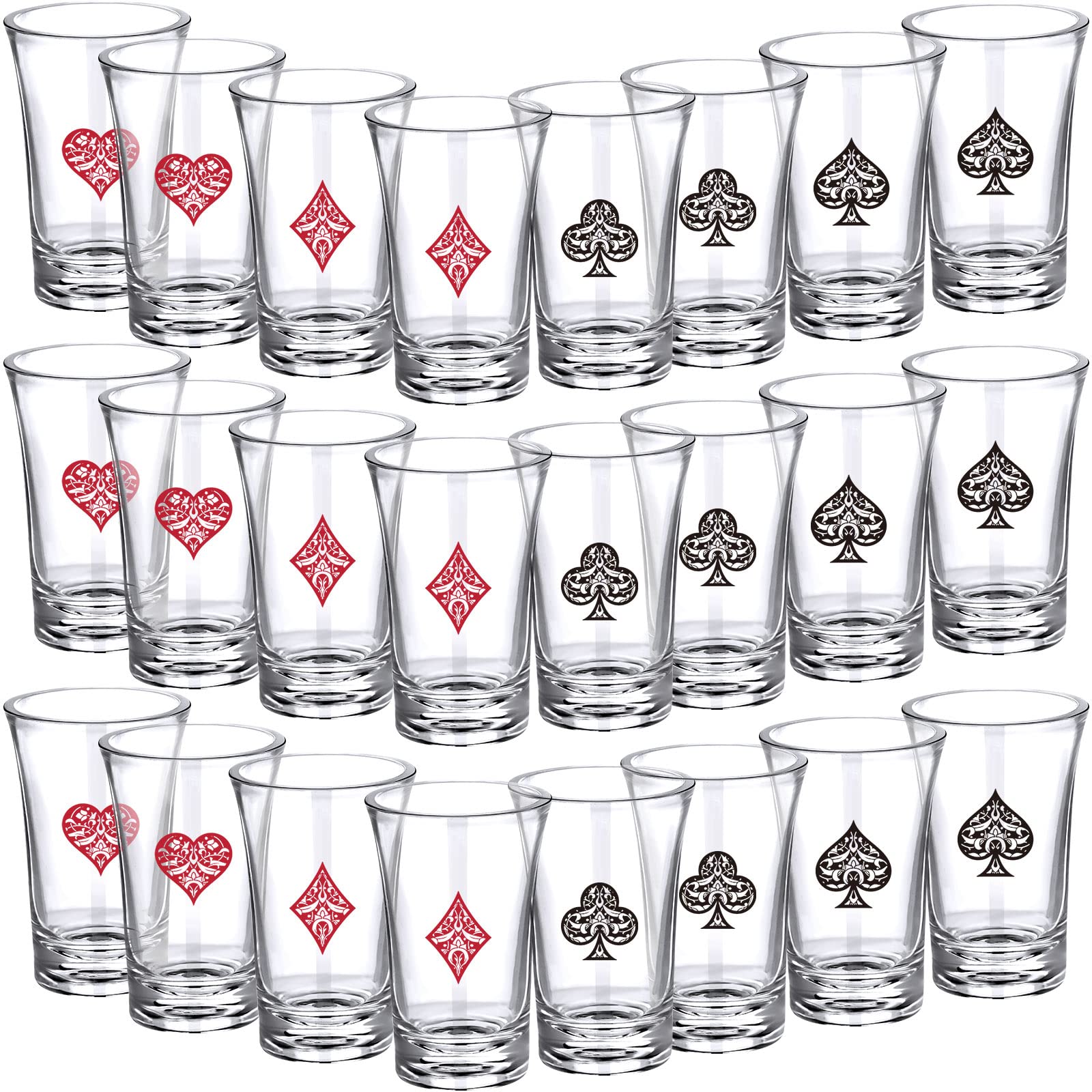 Chuangdi 24 Pcs Casino Party Favors 1.2 Ounce Acrylic Shots Glass for Adults Poker Game Night Party Decoration Funny Shot Glasses for Vegas Theme Party Decoration Casino Birthday Party Decoration