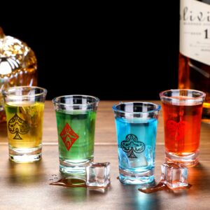 Chuangdi 24 Pcs Casino Party Favors 1.2 Ounce Acrylic Shots Glass for Adults Poker Game Night Party Decoration Funny Shot Glasses for Vegas Theme Party Decoration Casino Birthday Party Decoration