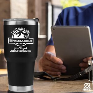 Don't Mess With Unclesaurus You'll Get Jurasskicked Funny New Uncle Gifts From Niece Nephews Brother Fathers Day Tio Birthday Anniversary Retirement Vacuum Insulated Tumbler Stainless Steel (30 oz)