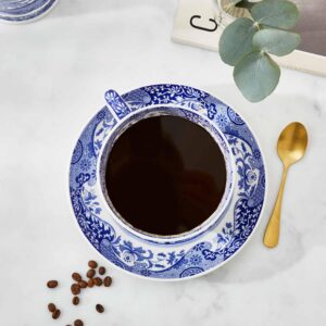 Portmeirion Home & Gifts Blue Italian Teacup and Saucer | 20-ounce Capacity | Jumbo Tea Set | Coffee Mug | Cup for Tea, Lattes, Espressos, and Hot Beverages | Blue and White | Dishwasher Safe