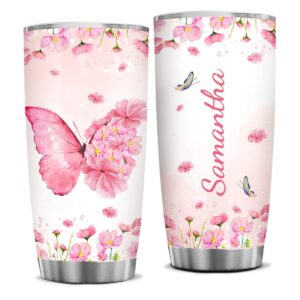 wassmin butterfly gifts for women personalized butterfly tumbler stainless steel 20oz 30oz coffee travel cup custom gifts forwoman girls friend spirit animal lovers birthday christmas