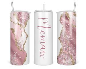 htdesigns memaw tumbler for grandma for mother's day - memaw mothers day gift for grandma - grandma travel mug - cute floral tumbler memaw gift, white, 20oz