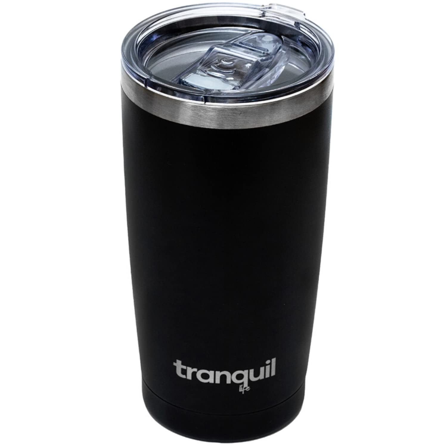 tranquil life Insulated Tumbler– 20oz, Stainless Steel Cups for Hot & Cold Drinks, Tumbler with Leakproof Lid, Reusable Cups for Coffee & Smoothie, Stainless Steel Tumbler for Travel, Jet Black