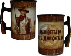 mid-south products john wayne mug - 16 oz - with rifle handle