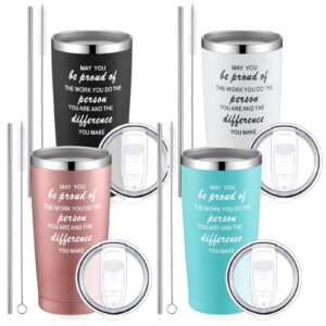 rtteri 4 pcs employee appreciation gifts bulk thank you gifts for coworkers 20 oz stainless steel insulated motivational tumbler travel mug inspirational gifts for women(colorful)