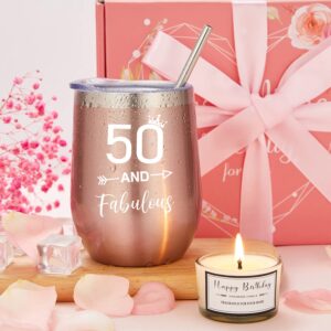 50th Birthday Gifts for Women-Relaxing Spa Gift Box Basket for Her Mom Coworkers, Sisters, Aunt, BFF, Teachers, Nurses Unique Happy Birthday Bath Set Gift Ideas -Best Birthday Gift Boxes for Women