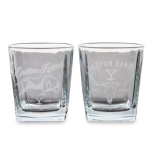 toynk yellowstone dutton ranch 9-ounce mini rocks glasses | set of 2