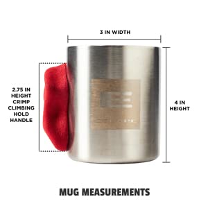 Escape Climbing Crimp Mug | Insulated Stainless Steel Rock Climbing Mug | 9 oz Capacity | Real Rock Climbing Hold Grip |