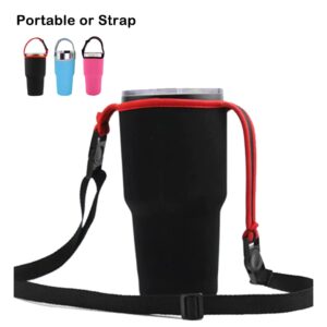 Hoomtry Tumbler 30oz Carrier Holder Pouch with Shoulder Strap, Neoprene Sleeve, for Insulated Tumbler Coffee Cup(3Pack)