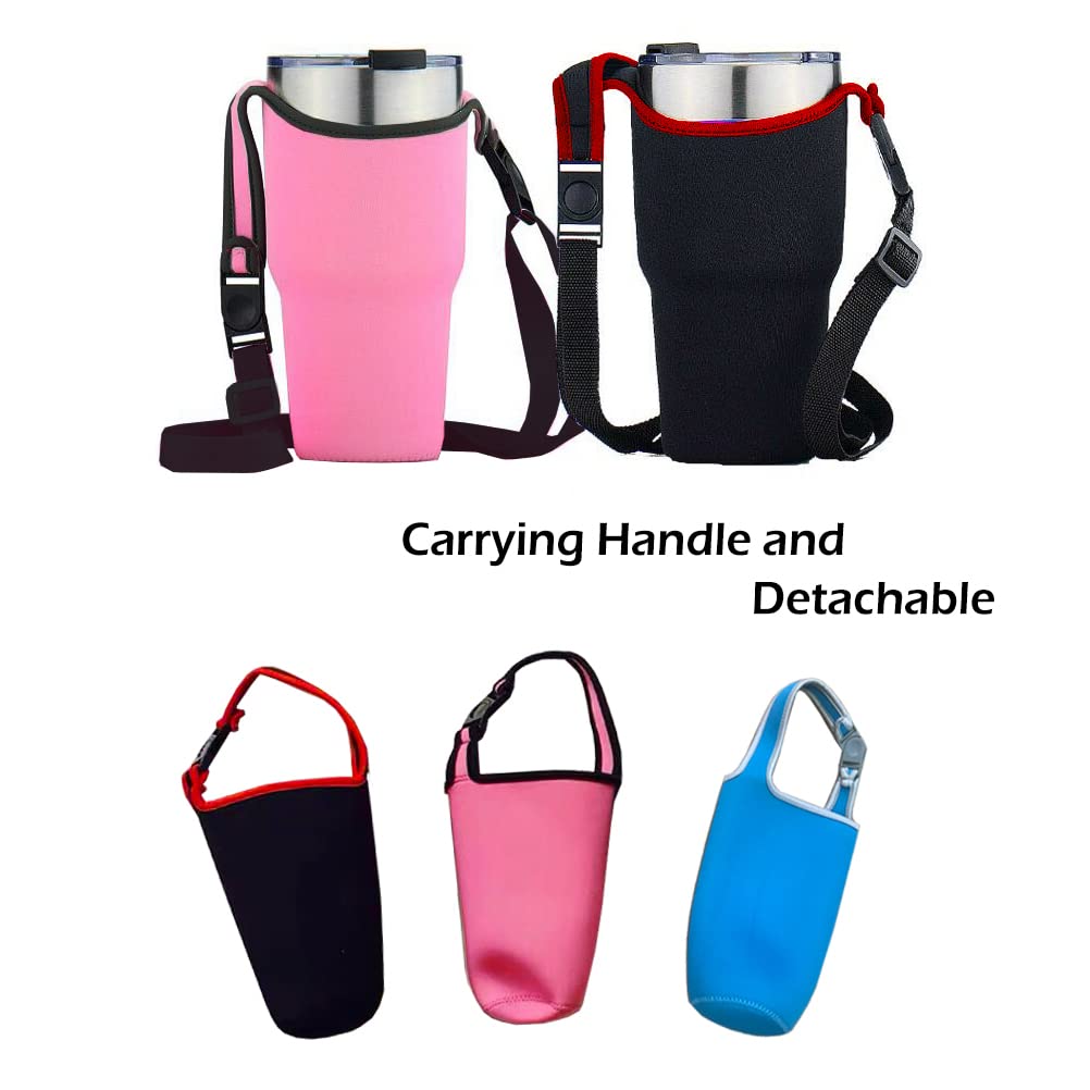 Hoomtry Tumbler 30oz Carrier Holder Pouch with Shoulder Strap, Neoprene Sleeve, for Insulated Tumbler Coffee Cup(3Pack)