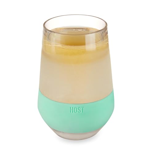 Host Wine Freeze XL Double-Walled Stemless Glasses Freezer Cooling Cups with Active Gel and Insulated Silicone Grip, 12 Oz Plastic Tumblers, Set of 1, Mint