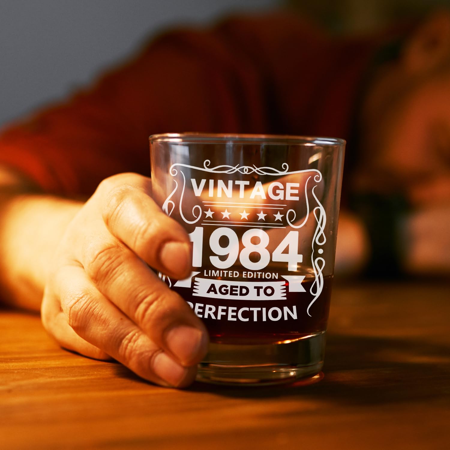 Old Fashioned Glasses-1984-Vintage 1984 old time information 10.25oz Whiskey Rocks Glasses -40th Birthday Aged to Perfection - 40 years old gifts Bourbon Scotch Lowball Old Fashioned-1PCS