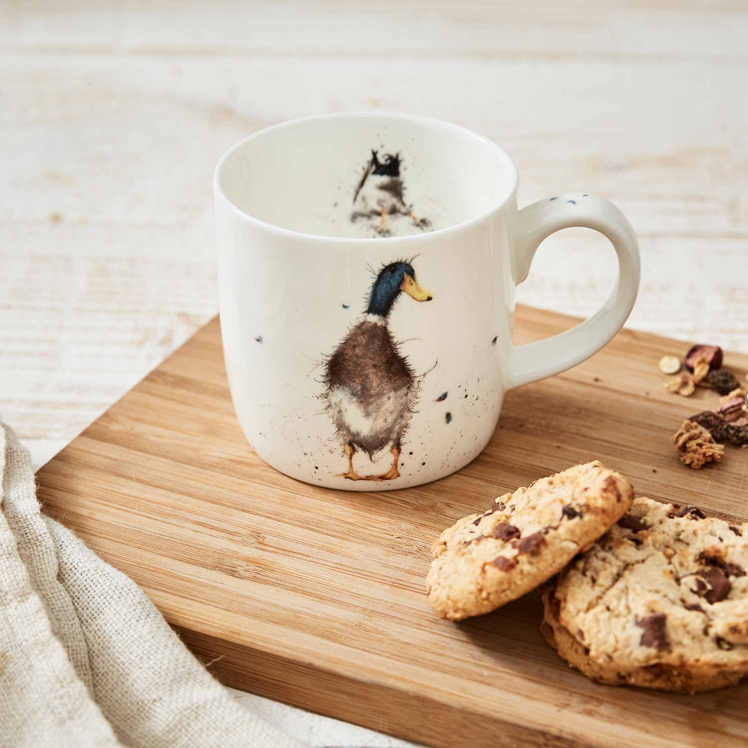 Portmeirion Royal Worcester Wrendale Designs Guard Duck Mug | 14 Ounce Large Coffee Mug with Duck Design | Made from Fine Bone China | Microwave and Dishwasher Safe