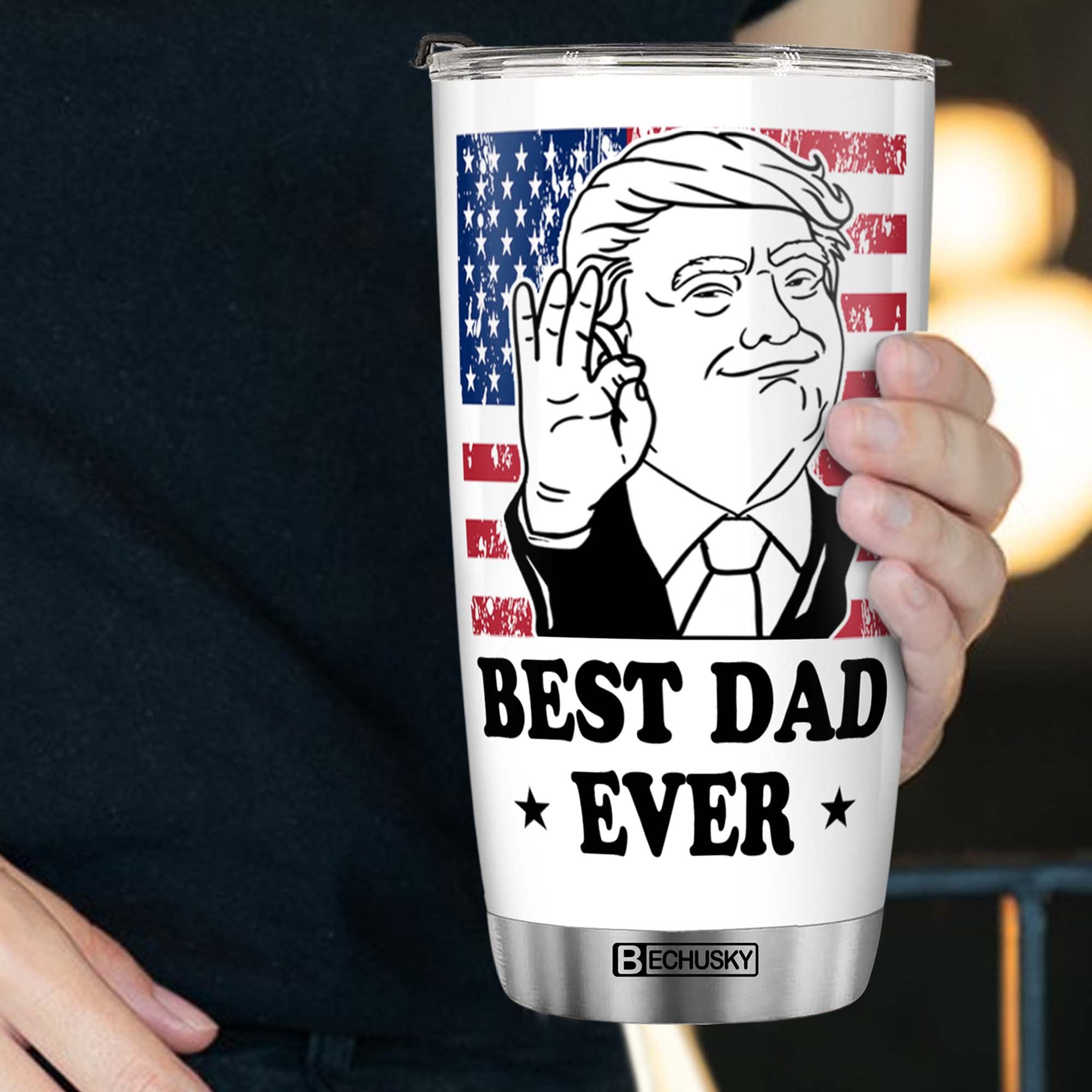 BECHUSKY Gifts for Dad - Best Dad Ever Gifts - Dad Gifts From Daughter - Gifts For Dad On Fathers Day - Fathers Day Gift From Daughter - Best Dad Mug - Christmas Gifts For Dad 20OZ Tumbler